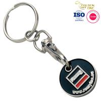 China Shopping Trolley Coin Keychain Carabiner Metal Zinc Alloy Coin Holder For Gift for sale