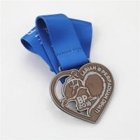 China Brass Round Metal Sports Medal 3D Antique Silver Plated Commendation With Ribbon for sale