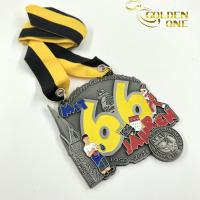 China OEM Circle Shape Antique Gold Medal Brass Tag Carnival Marathon Keepsake Ribbon Bespoken Medal for sale