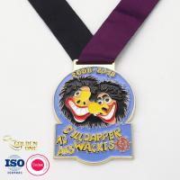 China Shiny Gold Plated Enamel Brass Hollow Out Unique Zinc Alloy Medals With Lanyard for sale