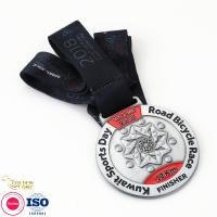 China Round Carnival Metal Sports Medal Hollow Personalized Gold Plated With Printing Ribbon for sale