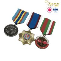 China Zinc Alloy Antique Gold Medal , Metal Sports 3D Raised Round Award Medals And Ribbons for sale