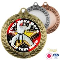 China Manufacturer Custom Shiny Gold Plated Soft Enamel Medallions Laser Logo Judo Metal Zinc Alloy Karate Medal For Honor for sale
