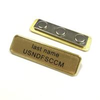 China Gold Plated Name Tag Badge Clothing Custom Made With Safety Pin for sale