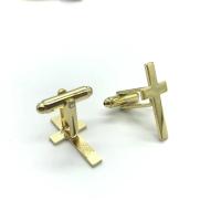 China Shiny Gold Cross Cufflinks  , Shirt Suit CuffLinks Mens Accessories for sale