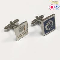 China Men Stainless Steel Cuff Link Brushed Blank Stamping Beveled Edge Square for sale