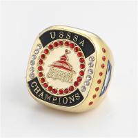 China Soft Enamel Sports Championship Rings Custom Made Shiny Gold Plated for sale