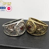 China 3D Deep Engraved Diamond Super Bowl Rings Custom Made Jewelry Masonic State for sale