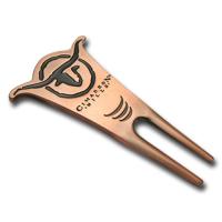 China Copper Metal Golf Repair Tool , Promotional Gift Personalized Divot Tool Pitchfork for sale