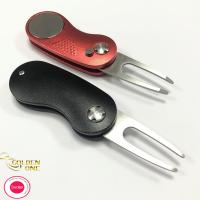China Magnetic Metal Golf Divot Tool Custom Logo Foldable Repair Accessories With Ball Marker for sale