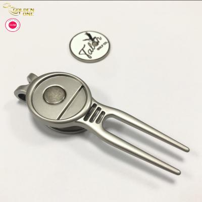 China Plated Repair Golf Divot Tool Custom Logo With Metal Ball Marker for sale
