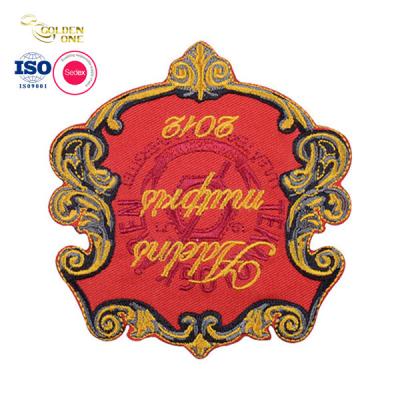China Noble Embroidered Cloth Patches Iron On Hook And Loop For Self Adhesive Backing for sale