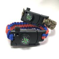 China Thin Wrist Flint Starters , Adjustable SOS LED Camping Survival Bracelet for sale