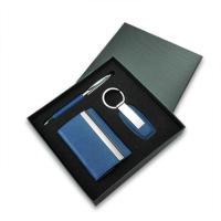 China Random Combination Promotional Business Gifts Pen Leather Metal Keychain Card Holder Set for sale