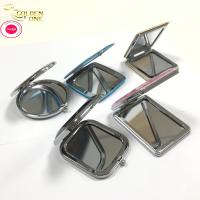 China Hot Sale Round Double Side Gold Plated Make Up Square Portable Metal Promotion Gift Handheld Pocket Mirror for sale