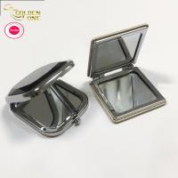 China Hot Sale Small Magnetic Custom Shape Pocket Portable Folding Ladies Makeup Mirror Leather Pink Compact Mirror For Gift for sale