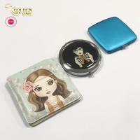 China Hot Sale Small Magnetic Custom Shape Pocket Portable Folding Ladies Makeup Mirror Leather Pink Compact Mirror For Gift for sale