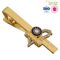 China Engraved Clip Tie Bar With Chain Custom Silver Nickel Cufflinks for sale