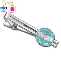 China Engraved Clip Tie Bar With Chain Custom Silver Nickel Cufflinks for sale