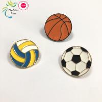 China Clothing Soft Enamel Badges Basketball Football Volleyball Brooch Emblem Lapel Pins for sale