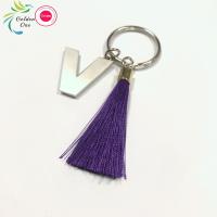 China Backpack Crystal Alphabet Metal Keychains Gifts For Women, Initial Letter Keychain With Color Tassel for sale