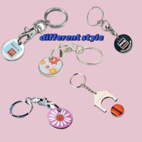China Custom Shopping Cart Chip Metal Blank Logo Key Ring Trolley Embossed Coin Holder Keychain for sale