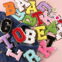 China Custom Chenille Logo Letter Heart Patch Iron On Embroidery Glitter Patches For Clothing for sale