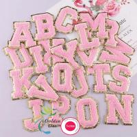 China Colorful Sequin Woven Heat Transfer Letter Embroidery Badge Patch Clothing Hat Iron On Embroidery Patches for sale