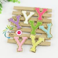 China Embroidered Fabric Badges Custom Letter Logo Iron On 3d Jackets Hats Patches For Clothing for sale