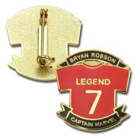 China Metal Zinc Alloy Soft Enamel Jersey Lapel Pin Shiny Nickel Plated Dyed Black Die Struck Emblem for sale