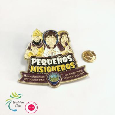 China Adventist Camporee Christian Enamel Lapel Pin Custom Dominican Union Virtual Path Finder Bar Pin for sale