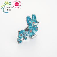 China OEM Custom Dog Animal Shape Logo Letters Soft Enamel Brooches Lapel Pin With Glitter for sale