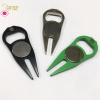 China Multifunctional Custom Laser Logo Design Folding Metal Golf Divot Repair Tool for sale