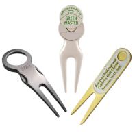 China Custom Logo Golf Divot Tools pitchfork ball marker set Stainless Steel Folding Switchable Golf Divot Repair Tool for sale