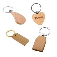 China Wholesale Pendant Keychain Blank Beech Wood Rectangle Heart Square Round Oval Plain Folk Art Wooden Keyring for sale