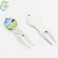China With ball marker switchblade tool pitch cleaner golf pitchfork divot repair tool for golf accessories putting fork for sale