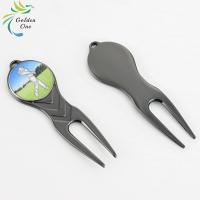 China Switchblade golf divot repair tool stainless steel with putting alignment ball markers golf divot pitch fork repair for sale