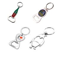 China Personalisable practical brands character laser logo decoration art bottle shaped opener metal keychain for sale