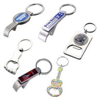 China Personalisable practical brands character laser logo decoration art bottle shaped opener metal keychain for sale
