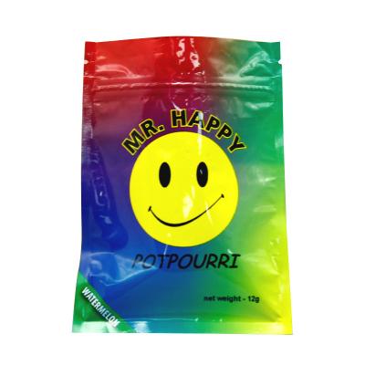 China Gravure Printing Custom Weed Packaging Colorful Smell Proof Zip Lock Mylar Pouch for sale