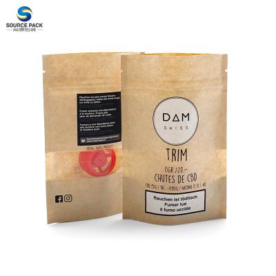 China Biodegradable Custom Weed Packaging Kraft Paper Stand Up Pouch for sale