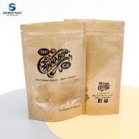 China 110-160 Micron Custom Edible Packaging Weed Bags Zipper Kraft Paper Pouch With Window for sale