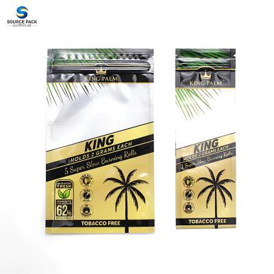 China Three Side Sealed Blunt Wraps Cigar Packing Bag Plastic Mylar Zipper for sale