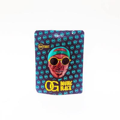 China Gold Stamping UV Printed Marijuana Packaging Bag Custom Aluminum Foil Pouch 3.5g for sale