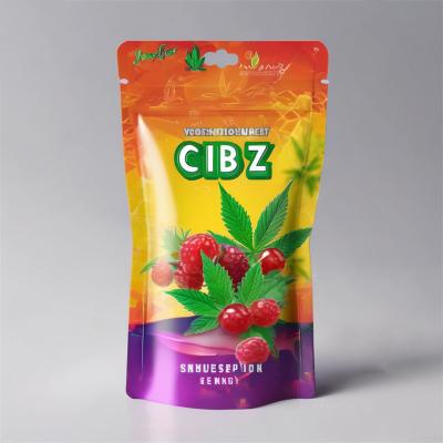 China Standing Zipper Weed Bag Custom Recycle PE Marijuanna Packaging For Edible CBD Food Gummy for sale