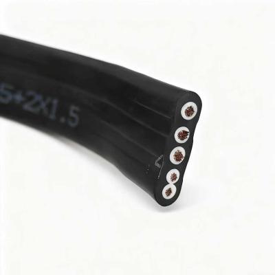 China YFFB Copper Rubber Insulated Rubber Jacket Double Steel Wire Elevator Flat Cable 450V 3/4/5 Core 35-120 Square for sale