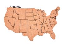 China USA Map Cork Bulletin Board 16x10 Inch with 10 Push Pins Travel Map for sale