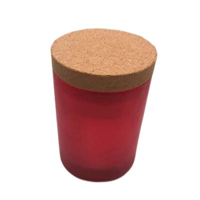 China OEM Frosted Tinted Glass Candle Jar 520g with T-Shape Cork Stopper Airtight Seal for sale