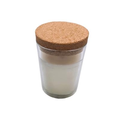 China High Borosilicate Glass Candle Jars with Cork Lids 215g Glass 175g Wax Capacity for sale