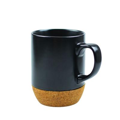 China Custom Cork Base Ceramic Mug 15oz with Slide Lid BSCI FSC 3.3in Dia for sale